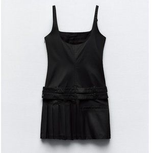 Zara | Dresses | Bloggers Fave Zara Waxed Box Pleat Mini Dress Black ...